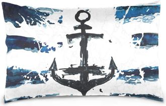 Linomo Kissenbezug 40x60 cm, Nautisch Anker Marine Blau Dekorative Kissenbezug Kissenhülle für Couch Sofa Bett Hause