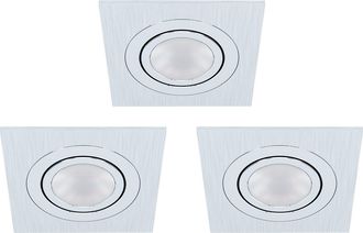 Eglo 3er-Set Einbaustrahler Areitio, Spots Set aus gebürstetem Aluminium, 3 Einbauleuchten mit GU10 Fassung, LED Leuchtmittel inklusive, Spot flach, schwen
