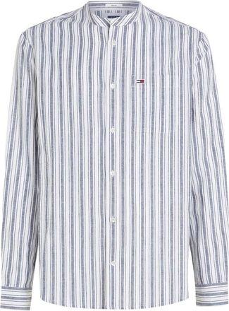 Tommy Jeans Herren Hemd aus Baumwoll-Leinenmischung MAO STRIPE LINEN BLEND SHIRT