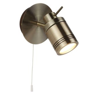Licht-Erlebnisse Wandlampe Badezimmer IP44 mit Zugschalter Messing antik GU10 Metall verstellbar Retro Wandleuchte Badezimmerlampe Spiegelleuchte Badleuchte