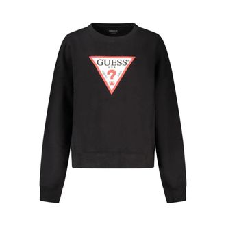 Guess Femme, Sweatshirts et sweats &agrave; capuche, Noir, Taille: 42 FR Pull en Coton Noir avec Logo