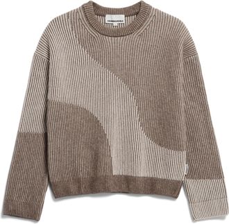Armedangels Damen Pullover aus Bio-Woll Mix MAYRAA VANISE Loose Fit Cinnamon Dust Melange-oatmilk