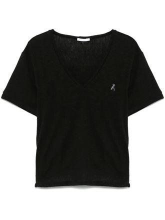 Patrizia Pepe t-shirt à col v - Noir