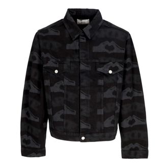 Arte Homme, Vestes, Noir, Taille: XL Heart Printed Jacket