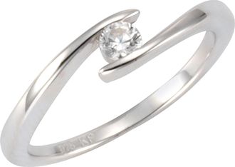 Zeeme Silber Ring Silber 925 rhodiniert mit wei&szlig;em Zirkonia-Stein