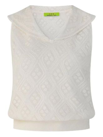 Shanghai Tang haut à col côtelé - Blanc