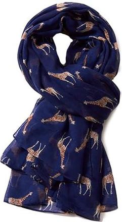 GFM Foulard imprim&eacute; girafe - &Eacute;charpe toutes saisons,.GF-71-GHNL-Bleu, L