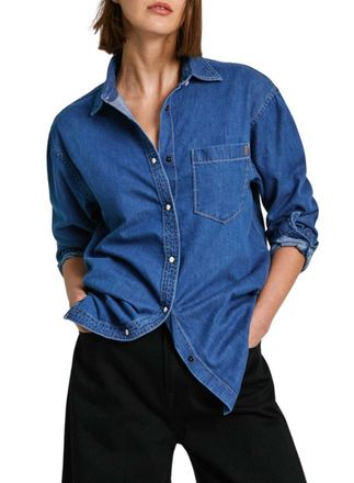 Pepe Jeans London Damen Boyfriend Shirt Pl304895 Hemd, Blue (Denim-HT8), XXS