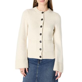 Amazon Essentials Damen (Demis Favorit) Lang&auml;rmeliger Regular-Fit-Cardigan Glocken&auml;rmel Taillierter Schnitt, Haferbeige Meliert, XL