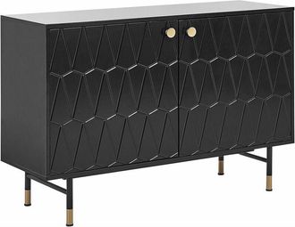Beliani Sideboard Schwarz mdf Spanplatte 120 x 82 x 40 cm mit Goldenen Beinen Elegant Modern Kommode für Wohnzimmer Schlafzimmer Flur