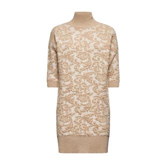Silvian Heach Kleid mit hohem Kragen und kurzen &Auml;rmeln - - Dresses - Damen - Beige - XS