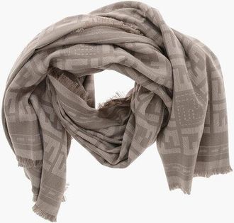 Fendi Wool-Blend Scarf with All-Over Monogram size One Size