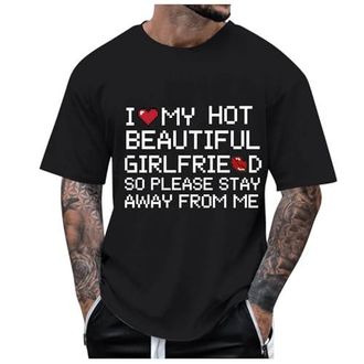 Generic T-shirt imprim&eacute; &agrave; manches courtes pour homme avec inscription &laquo; 2026 Valentines Day I Loved My Girlfriend &raquo;, Noir, M