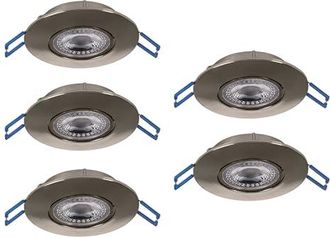 Eglo 5er Set LED Einbaustrahler Cedrez, &Oslash; 9 cm, Deckenspots extra-flach, Deckenstrahler mit Dip Switch, Kunststoff in Silber, warmwei&szlig;, neutralwei&szlig;, kaltwe