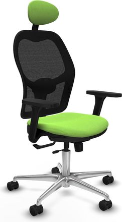 Piqueras y Crespo Ergonomischer Telearbeitsstuhl mit 3D-Armen, h&ouml;henverstellbarer Lendenwirbelst&uuml;tze und festem Kopfteil, ausgestattet mit Syncro/Traslack und eingespri