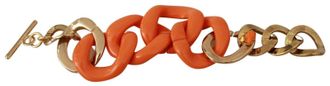 Ermanno Scervino Womens Gold Orange Chain Wide Brass Plastic Bracelet