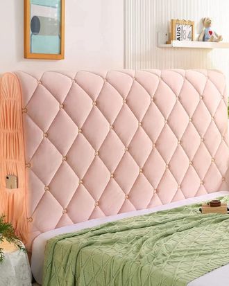 Generic Samtiger Dicker Bettkopfteil Bezug &Uuml;berzug f&uuml;r Doppelbetten, Queensize Betten und Kingsize Betten Kopfteil Bezug die Schlafzimmerdekoration Rosa Gesam