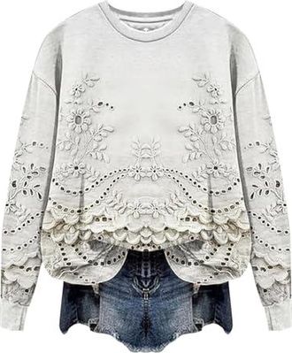 Generic Sweat-shirt pour femme - Couleur unie - Col rond - Manches longues - Automne - Hiver - D&eacute;contract&eacute; - Confortable - Tendance - Confortable - Chaud - Un