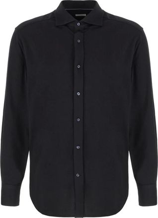 Brunello Cucinelli Homme, Chemises, Bleu, Taille: 2XL Chemise &agrave; Manches Longues en Soie et Coton