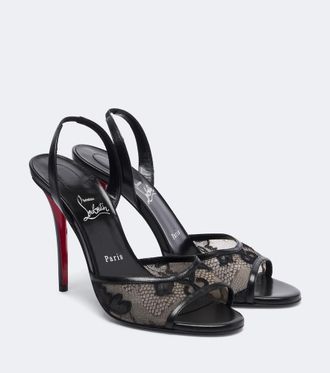 Christian Louboutin Sandales slingback Miss Z en cuir et dentelle