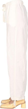 Jil Sander Linen Cotton Drawstring Trousers - White