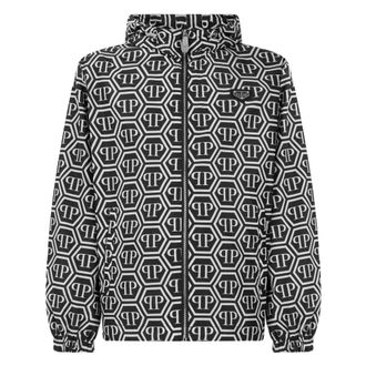 Philipp Plein Homme, Vestes, Noir, Taille: 2XL Veste en nylon Monogram