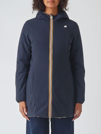 K-Way Denise Lange, wendbare und wasserdichte Windjacke mit Kapuze