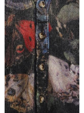 R13 Butterfly and Floral Cashmere Cardigan - Red