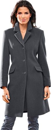 Heine Kurzmantel HEINE, Damen, Gr. 34, grau (anthrazit), 80% Wolle, 20% Polyamid, unifarben, unifarben mit Farbeinsatz, unifarben mit Farbeinsätzen, Mäntel 