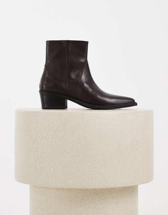 Vagabond Shoemakers Kelsey bottines western en cuir couleur chocolat-Marron