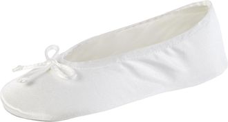 Isotoner Damen Satin Ballerina Hausschuhe - Satin Hausschuhe mit Schleife Groß für Drinnen und Draußen Braut Party Geschenke Reise Hausschuhe Faltbar Maschinen