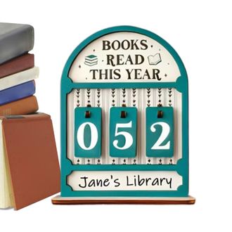 Generic Books Read This Year Counter, Book Counter Sign for Reading Goal Display, Reading-Tracker Sign for Home Library Decoration, Book Suncatcher Bookshelf 