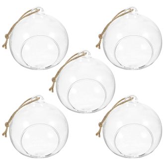 Vosarea 5 Stück Teiliges Glas Hängende Kugel Vase Teelichthalter mit Jutegarn Transparent Glas Terrarium Dekoration für Hochzeit Party Tischbeleuchtung Indoor