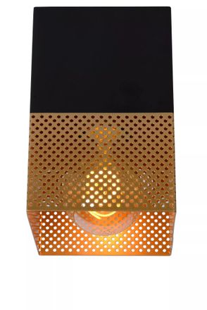 Licht-Erlebnisse Deckenlampe Metall Gold Schwarz Schlafzimmer Esszimmer K&uuml;che L:10 cm E27 bis 40 W stilvoll elegant Industrial Deckenleuchte Wohnzimmer TELUR