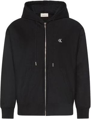Calvin Klein Kapuzenpullover aus Baumwolle mit durchgehendem Reißverschluss in Schwarz