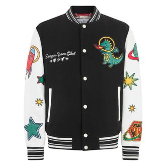 Philipp Plein Homme, Vestes, Noir, Taille: 4XL College Bomber Jacket