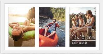 Americanflat 20x41 cm Bilderrahmen Collage Weiß - Zeigen Sie drei 13x18 cm Fotos an Ihrer Wand an - Bilderrahmen für Mehrere Bilder der Familie - Verbundholz mit B