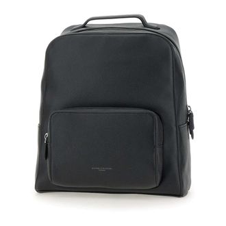 Gianni Chiarini Schwarzer Leder-Rucksack mit Rei&szlig;verschlusstasche - - Bags - Herren - Schwarzk - ONE SIZE