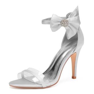 Generic Sandales À Talons Hauts Femmes Chaussures De Mariage Sexy Mariée Open Toe Stylet Eté Talon Soirée Chaussures 10.5Cm,Argent,37 EU