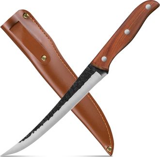 Plys Ausbeinmesser Profi Filetiermesser Fisch Scharf: Metzgermesser Schmieden Outdoor Messer Fleischermesser 17.5 cm