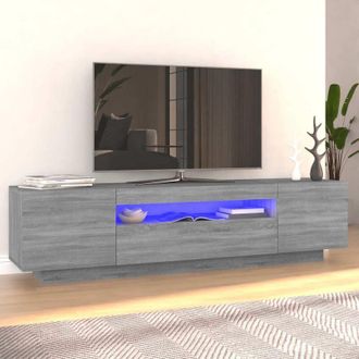 vidaXL Meuble tv avec lumi&egrave;res led Sonoma gris 160x35x40 cm