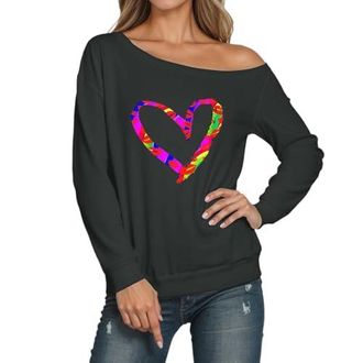 Generic 2026 Sweat-shirt pour la Saint-Valentin avec imprim&eacute; l&egrave;vres et &eacute;paules d&eacute;nud&eacute;es et manches longues, gris fonc&eacute;, XXL