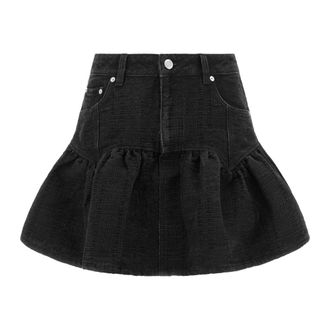 Ganni Lurex Denim Minirock - - Skirts - Damen - Schwarzk - S