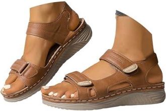 Generic Sandales orthop&eacute;diques compens&eacute;es avec soutien de la vo&ucirc;te plantaire pour femme - Chaussures de marche confortables &agrave; bout ouvert - Sangle de cheville