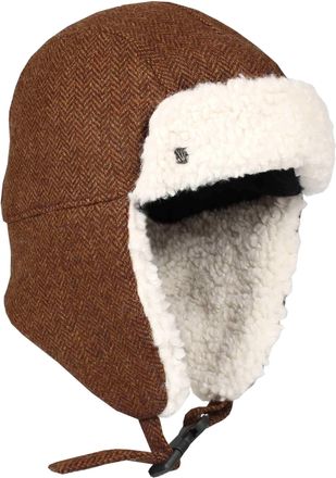 Loevenich Winterm&uuml;tze mit Ohrenklappen | Fischgr&auml;t-Design | 100% Wolle | OneSize | Damen Winteraccessoire Chocolate