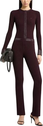 Courr&egrave;ges Cardigan en maille c&ocirc;tel&eacute;e avec finitions en vinyle - Femme - Combinaisons et Ensembles - Brun - Taille: 40 FR