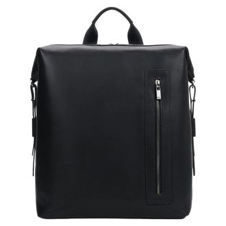 Estro & Luminara Kompakter Lederrucksack - - Bags - Herren - Schwarzk - ONE SIZE