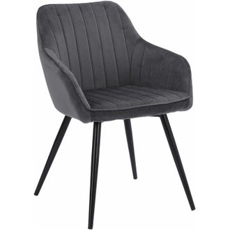Happy Garden Chaise en velours bertille grise - Happy Garden
