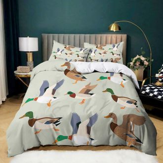Generic Einfache Ente Bettwäsche-Set 240 × 220 cm Bettwäsche-Set auf Weiches Mikrofaser-Baumwolle einem Bettbezug + Zwei Kissenbezügen individuell passend für