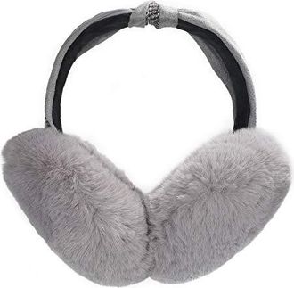 ZLYC Hiver Mignon Pliables Cache Fausse fourrure Oreilles pour Femmes(Noeud Gris),Taille Unique